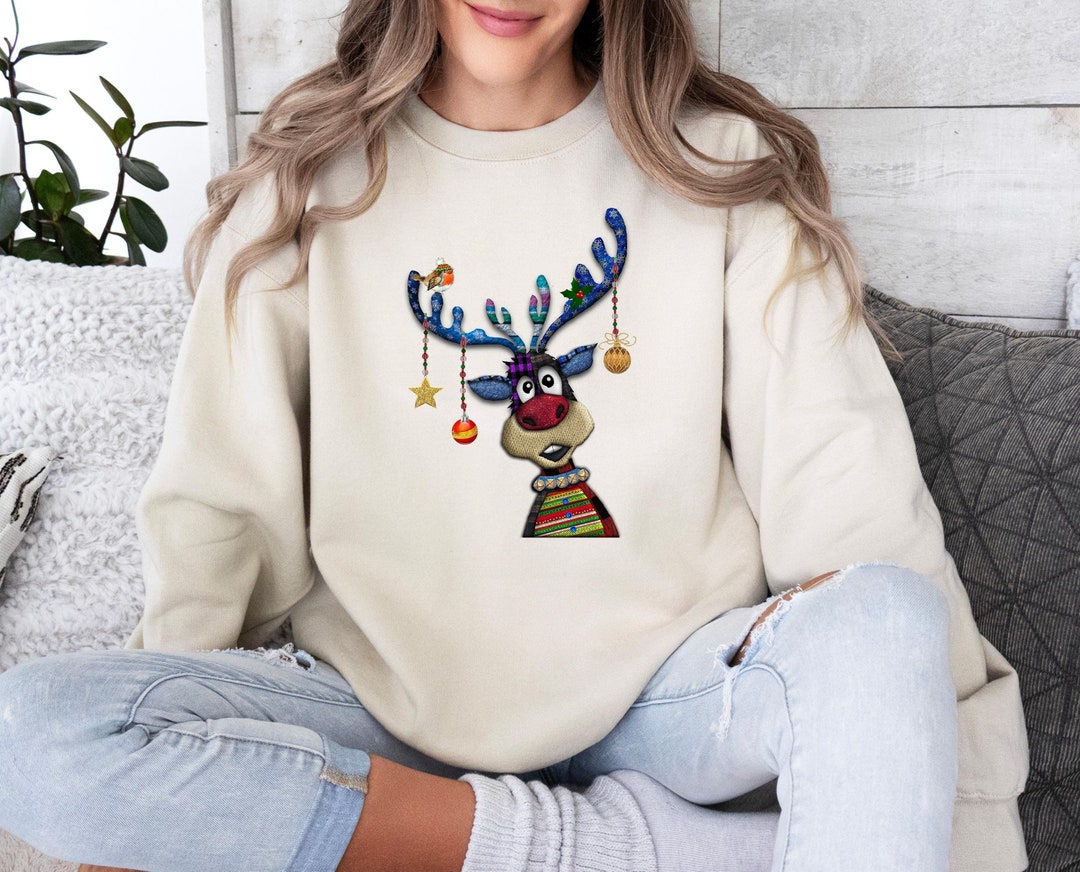 Reindeer Christmas Sweatshirt, Christmas Lights, Christmas Reindeer ...