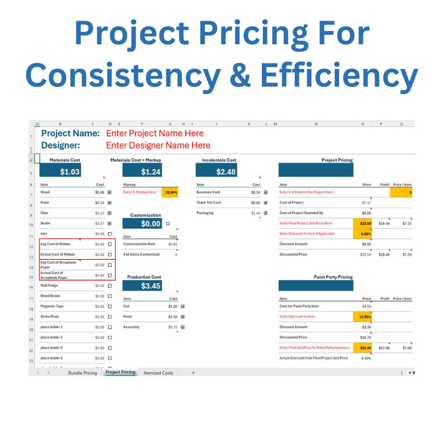 Laser Cut Products, Pricing Template, Product Cost Template, Product ...