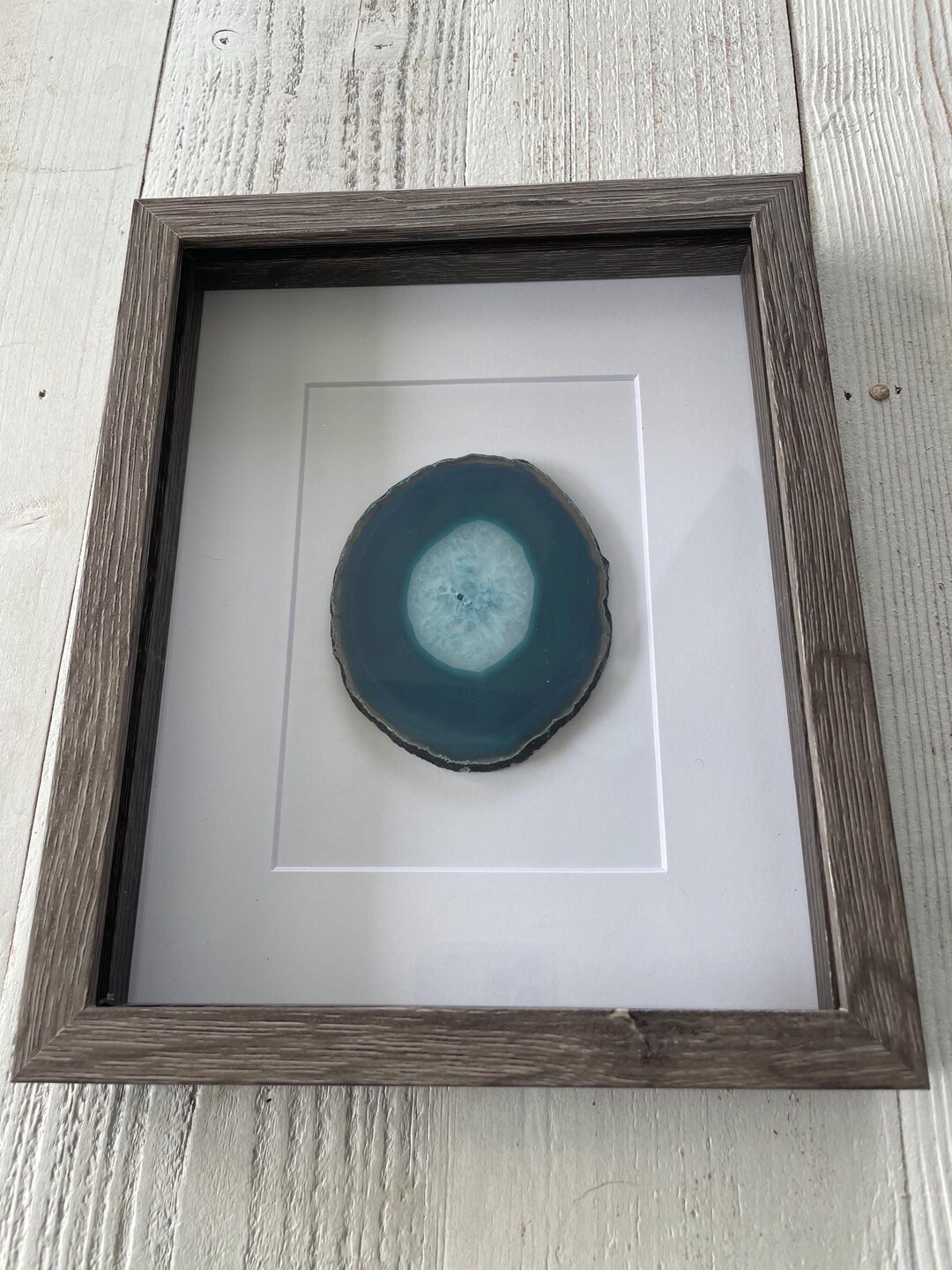 Shadowbox Frame With One of a Kind Multi Teal Agate Stone-perfect for ...