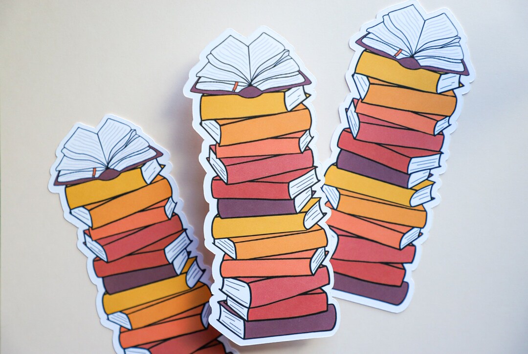 Book Tracker Bookmark Front and Back Bookmark Stack of Books - Etsy