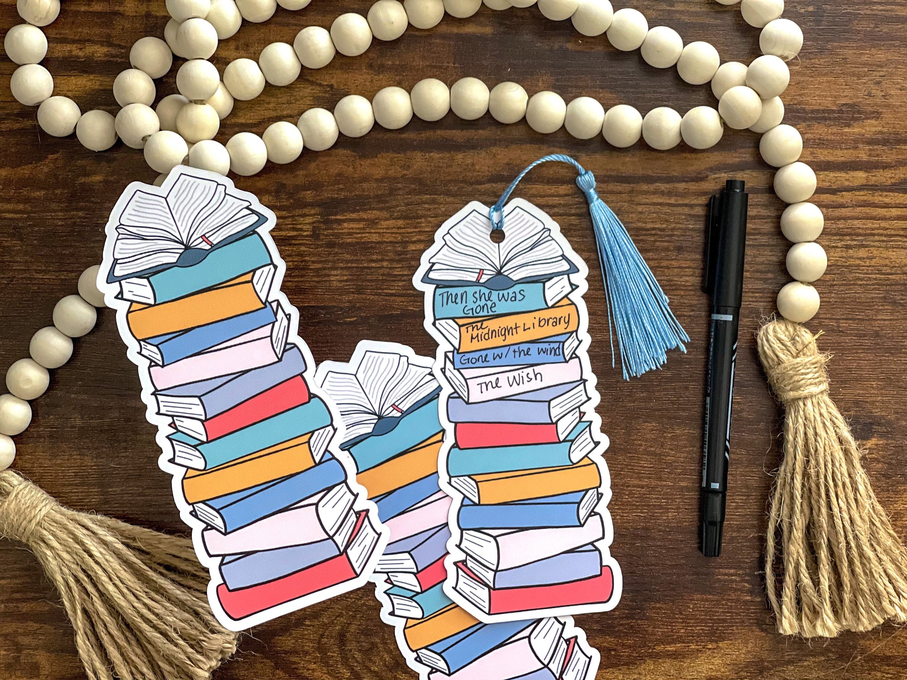 Book Tracker Bookmark Front and Back Bookmark Stack of Books - Etsy Canada