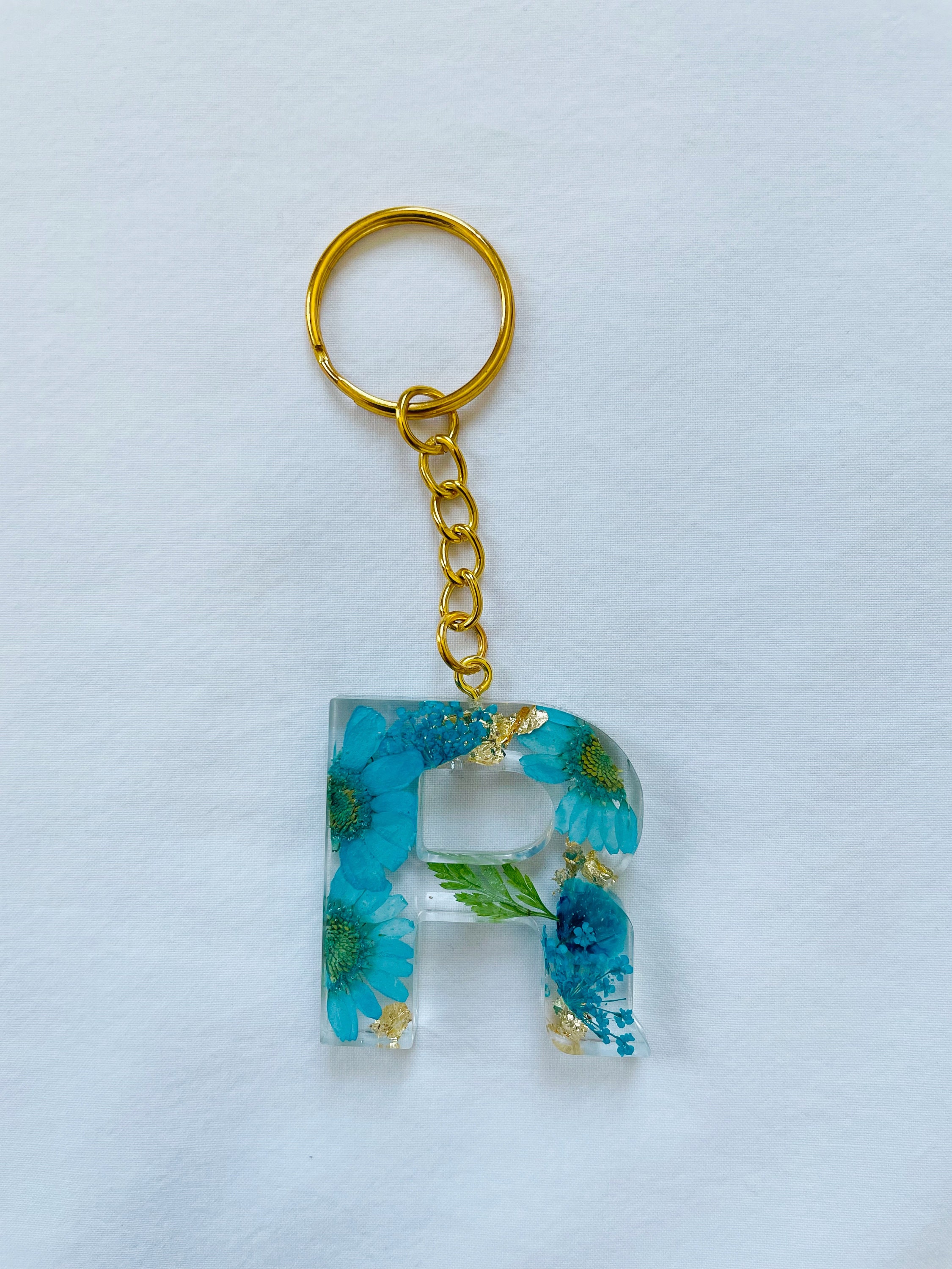 Resin Floral Initial Keychain - Etsy