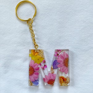Resin Floral Initial Keychain - Etsy