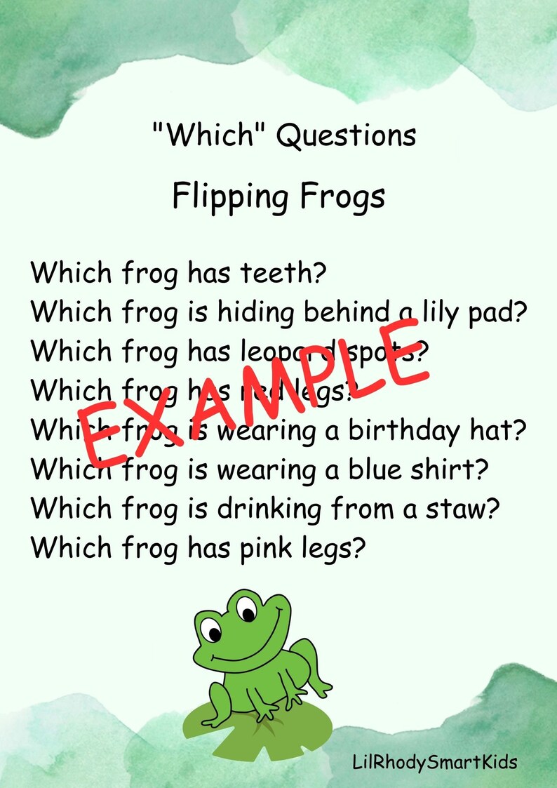 WHICH Questions Featuring Visuals of Dinosaurs, Frogs, Turtles, and ...