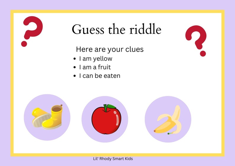 FUN WITH RIDDLES- Enjoy Playing This Fun Guessing Game With Adorable ...