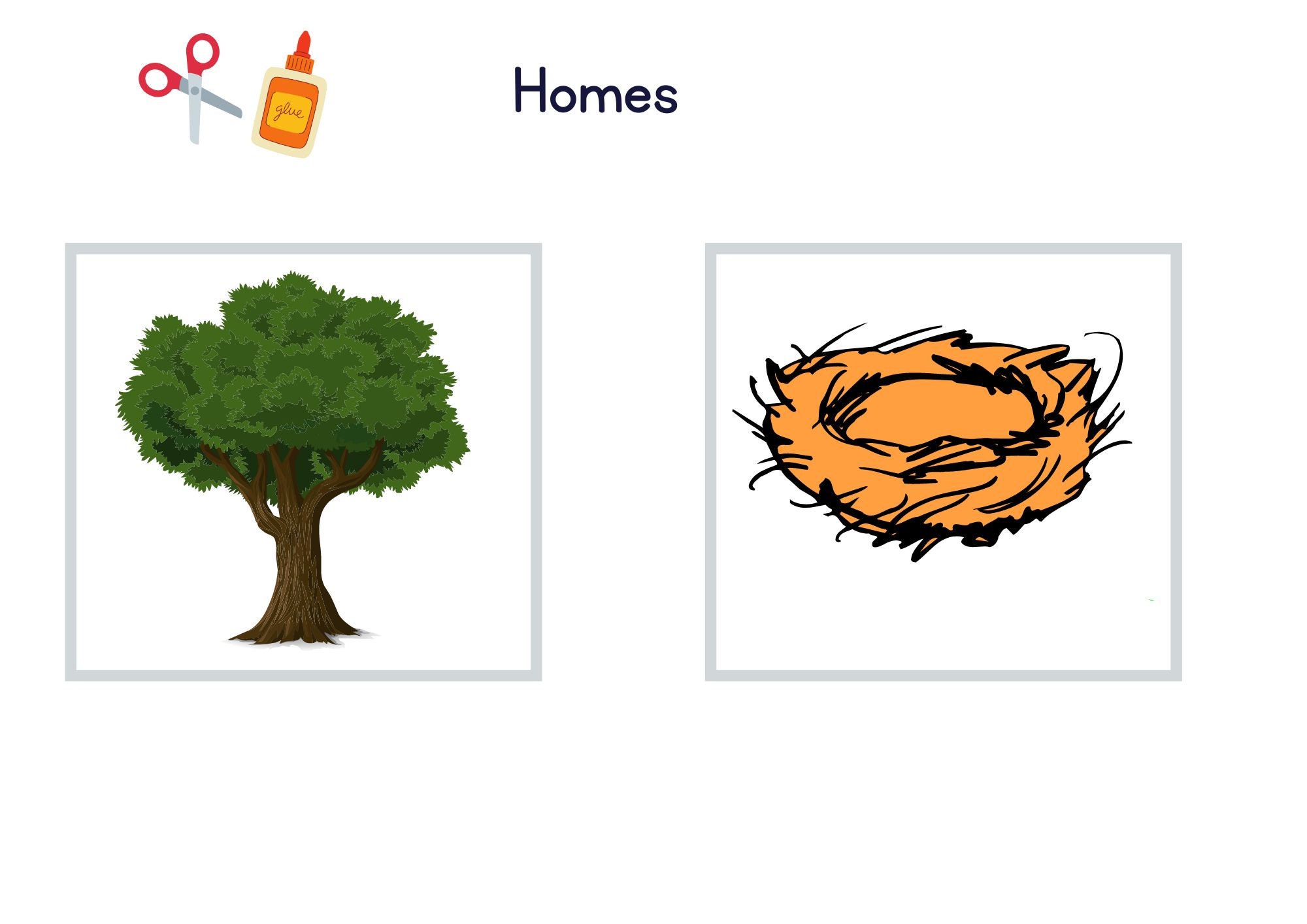 Animals and Their Homes. Cut and Paste Activity. Fun Pre-school ...