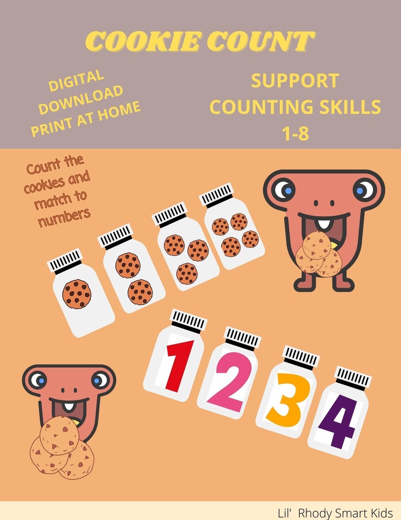 Cookie Counting-support Counting Skills 1-8 - Early Learning Counting ...
