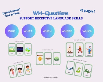 Wh-questions 100 Printable Task Cards who What Where When Why - Etsy Canada