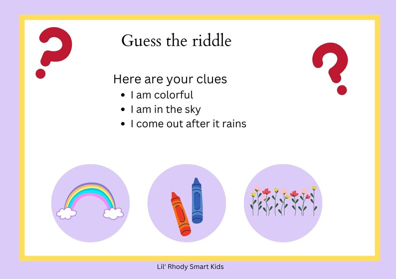 FUN WITH RIDDLES- Enjoy Playing This Fun Guessing Game With Adorable ...