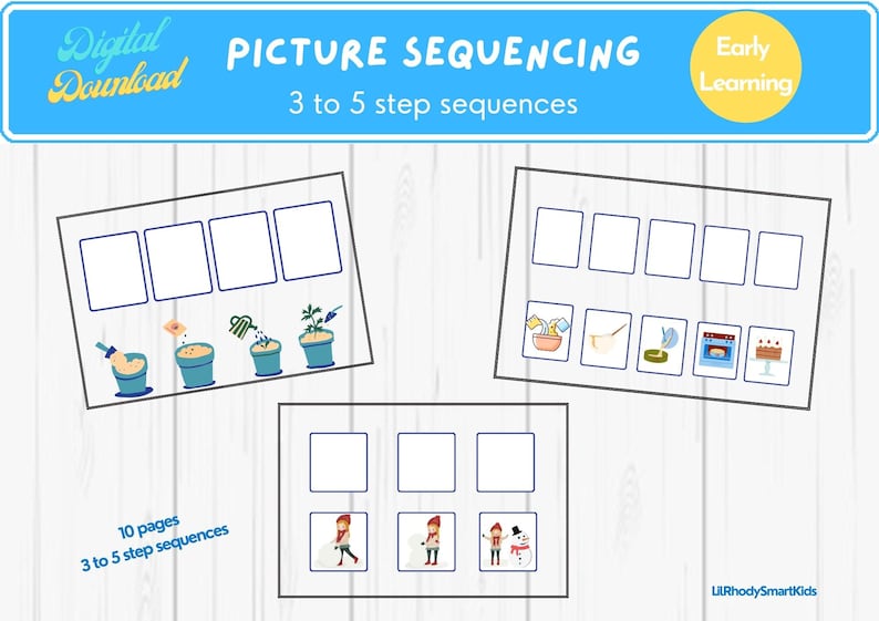 SEQUENCING PICTURES 3 to 5 Step Sequencing of Common Actions - Pre-k ...