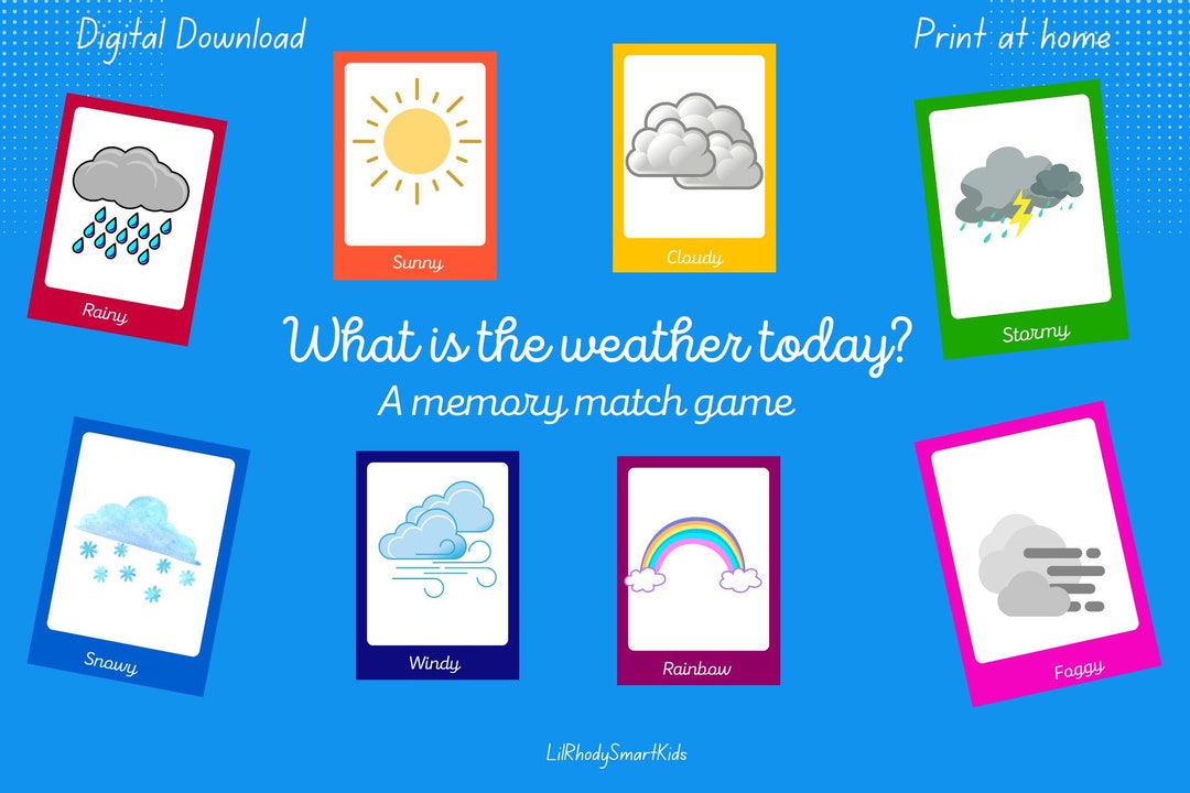 What is the Weather Today? A Memory Match Game. Perfect for Preschool ...