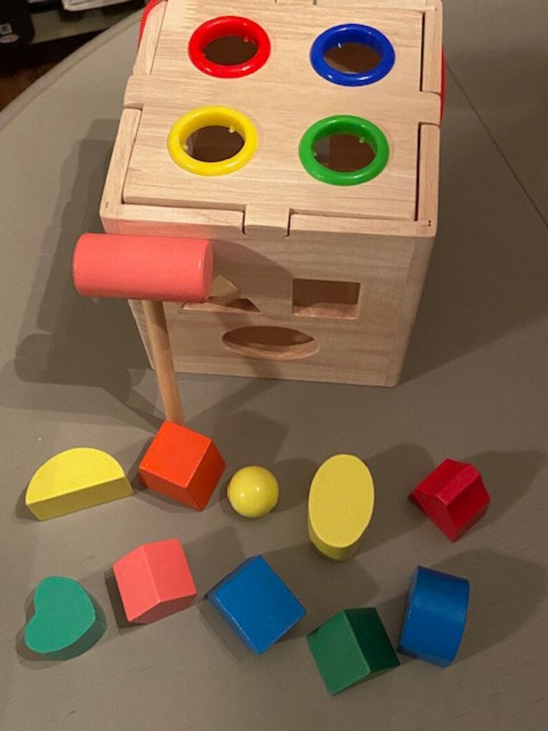 Personalized Large Wooden Shape Sorter With Hammer Tool and Easy Carry ...