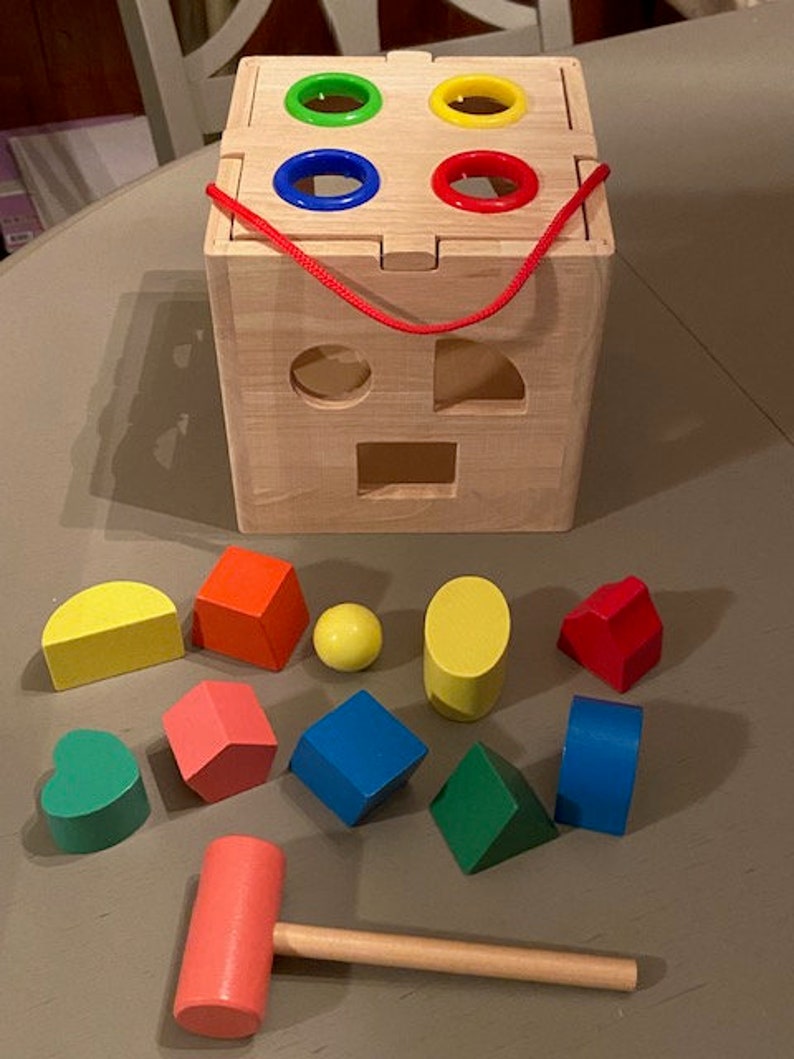 Personalized Large Wooden Shape Sorter With Hammer Tool and Easy Carry ...