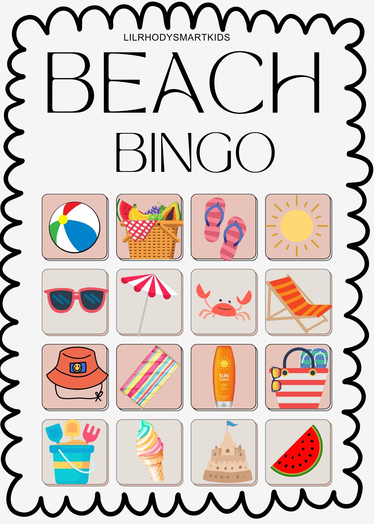 BEACH BINGO With Common Items Seen at the Beach. 10 Bingo Cards With ...