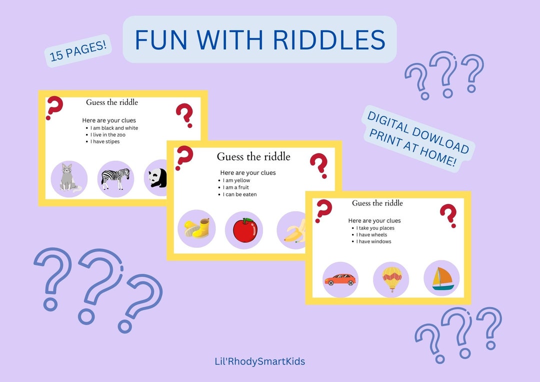 FUN WITH RIDDLES- Enjoy Playing This Fun Guessing Game With Adorable ...