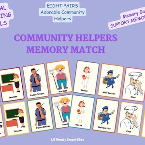 Community Helpers Memory Match Game - Etsy