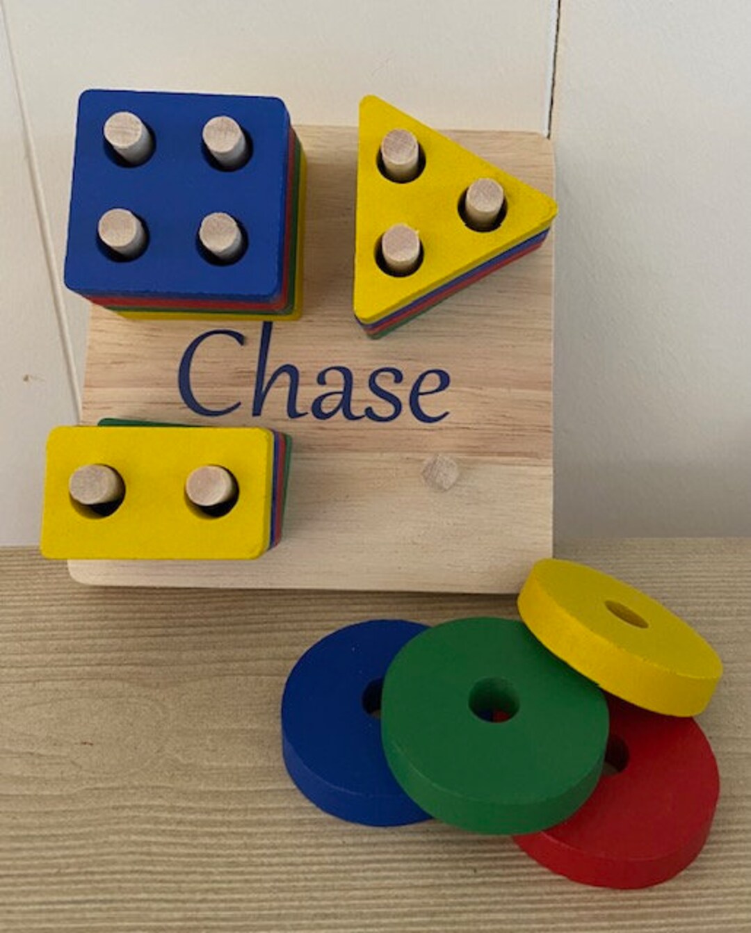 Personalized Mini Shape Sorter- All Wood Shapes and Base- Bright ...