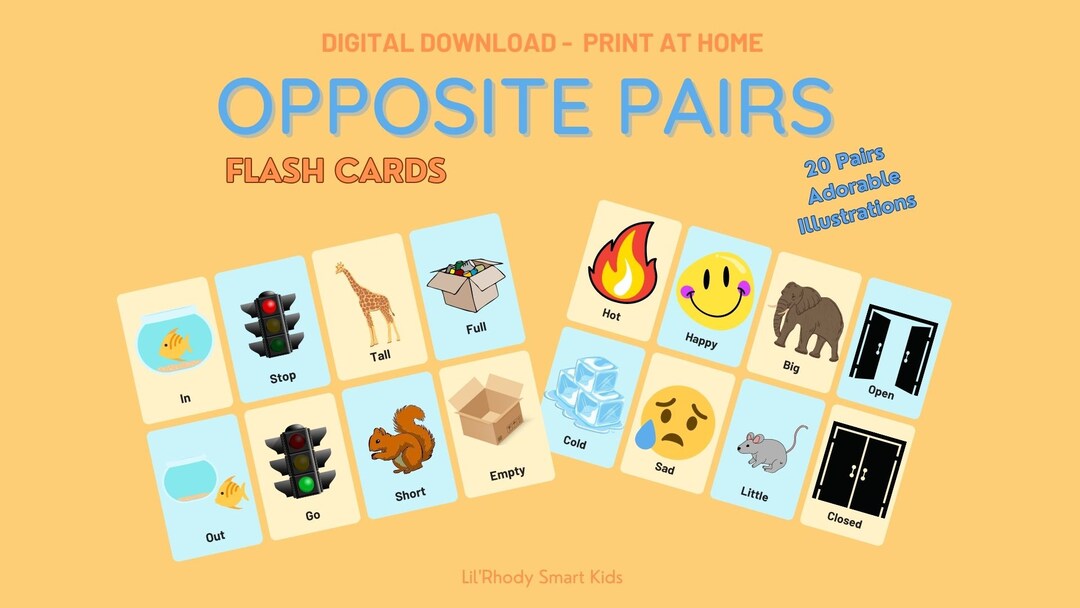 Opposite Pairs - Excellent for Teaching Early Opposites - Preschool ...