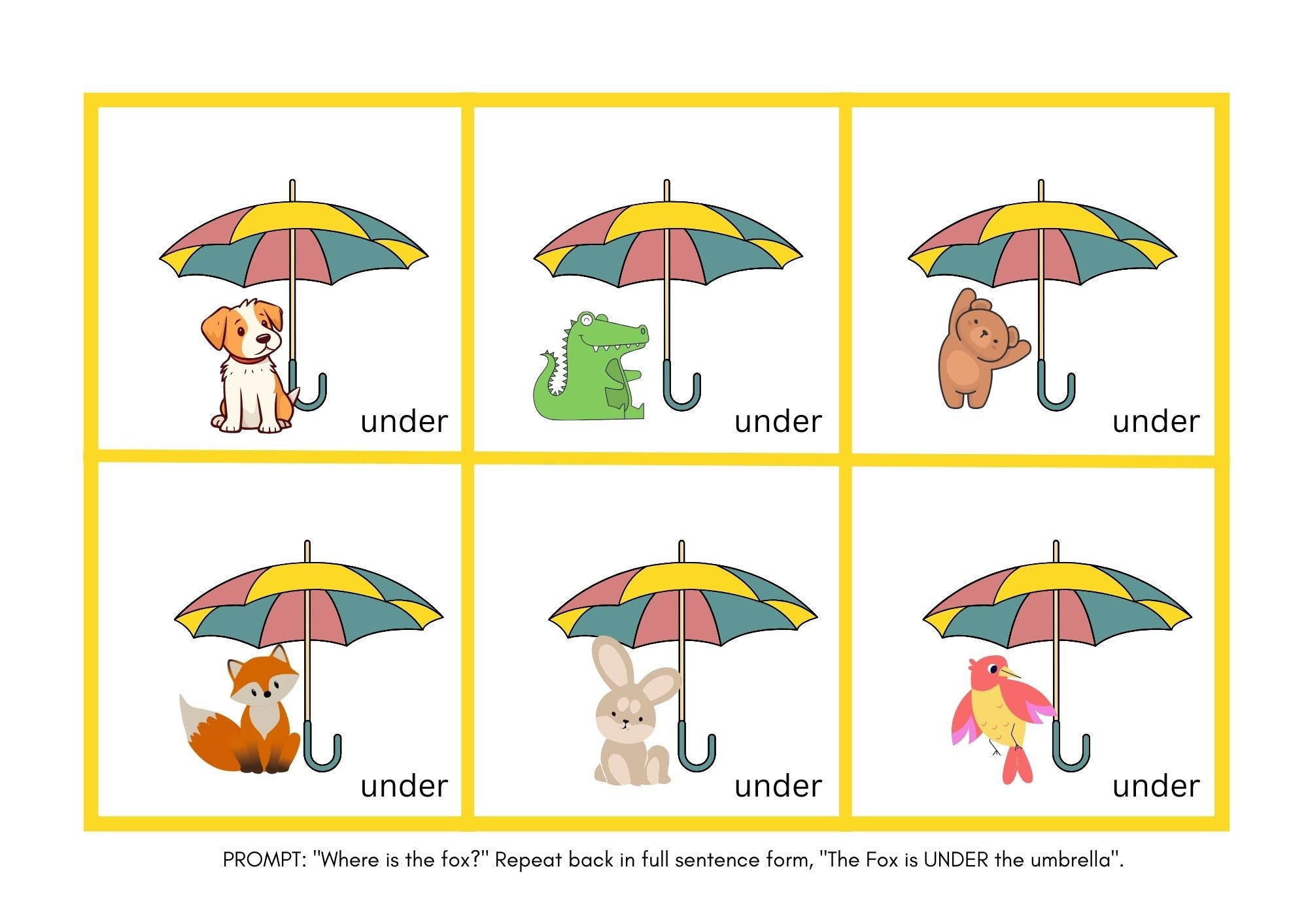 Prepositions of Place. Teach "in", "on", "under" With These Colorful ...
