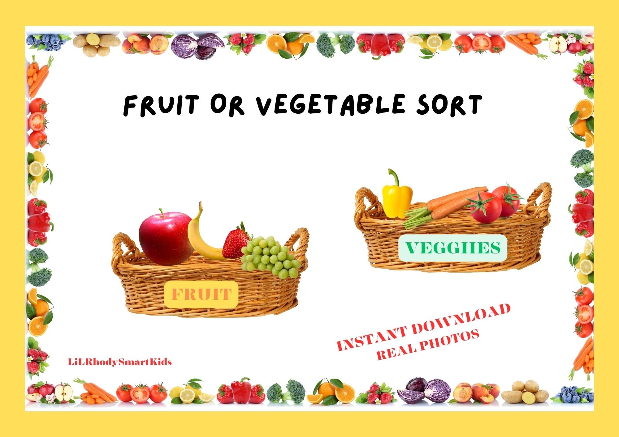 FRUIT and VEGETABLE SORT Sort the Fruits From the Veggies - Etsy