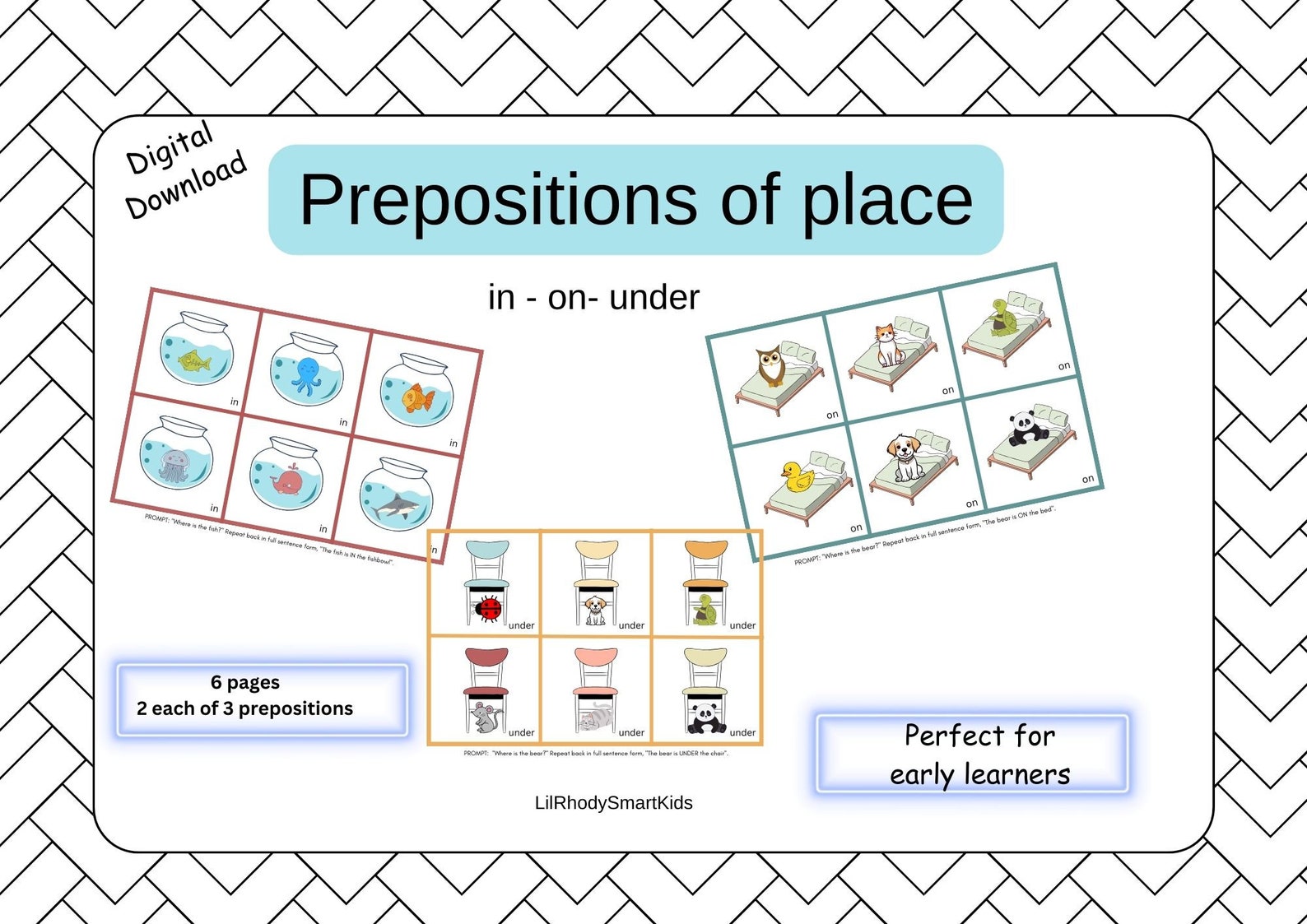 Prepositions of Place. Teach "in", "on", "under" With These Colorful ...