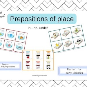 Prepositions of Place. Teach "in", "on", "under" With These Colorful ...