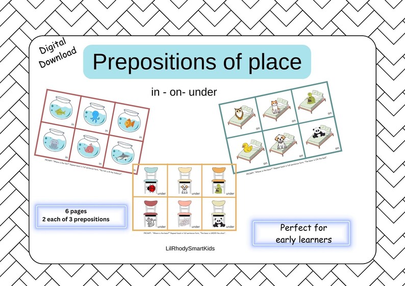 Prepositions of Place. Teach "in", "on", "under" With These Colorful ...