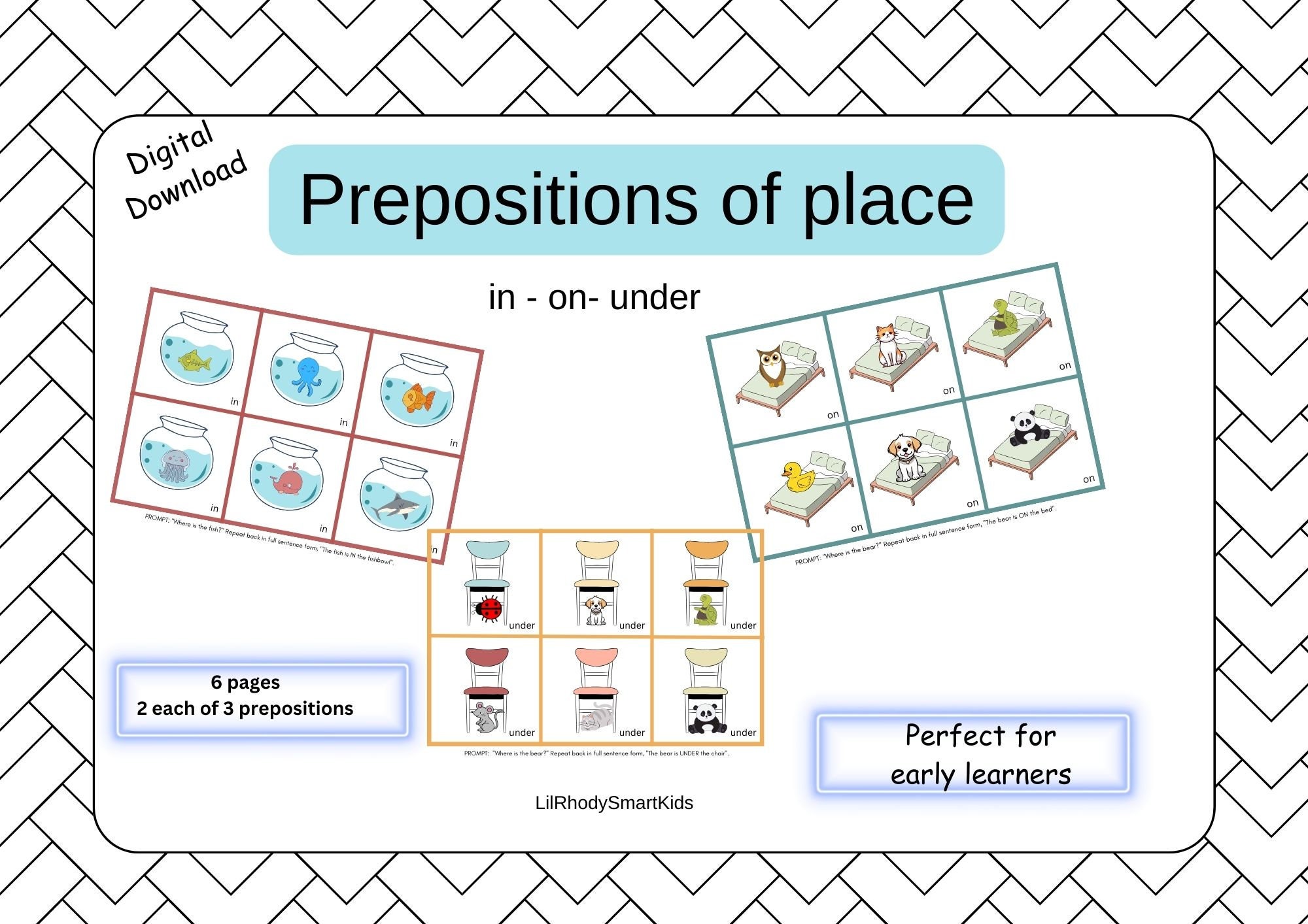 Prepositions of Place. Teach "in", "on", "under" With These Colorful ...