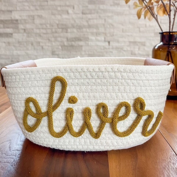 Embroidered Rope Baskets - Etsy
