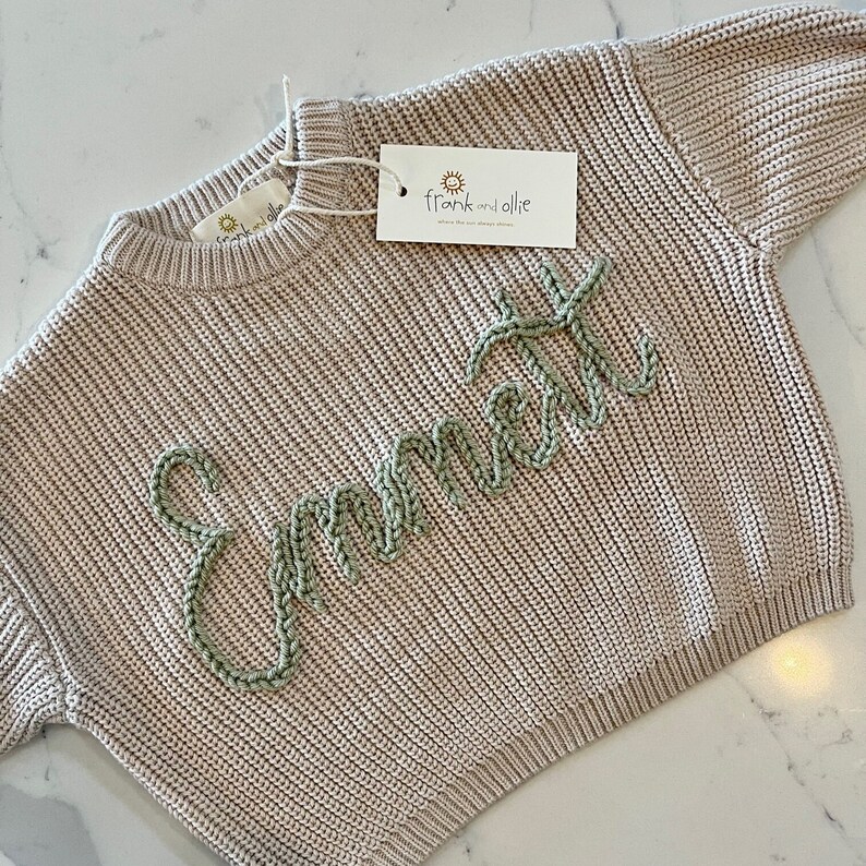 Personalized Hand Embroidered Name Only Baby and Toddler Chunky ...
