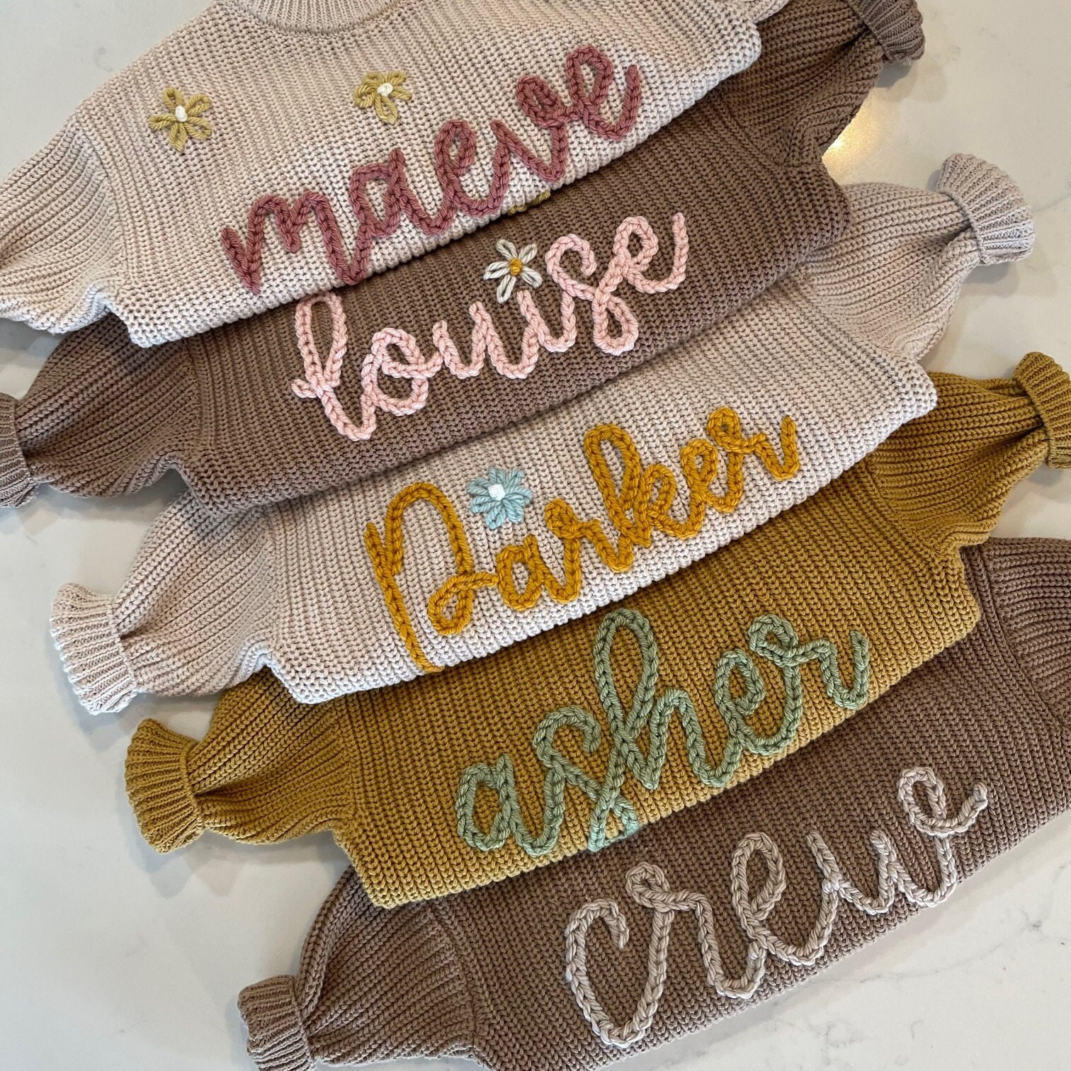 Personalized Hand Embroidered Name Only Baby and Toddler Chunky ...