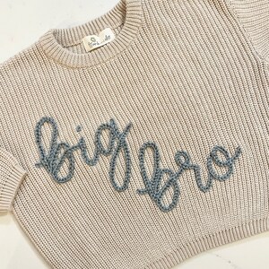 Personalized Hand Embroidered Big Sis/lil Sis, Big Bro/lil Bro Baby and Toddler Chunky Sweater ...