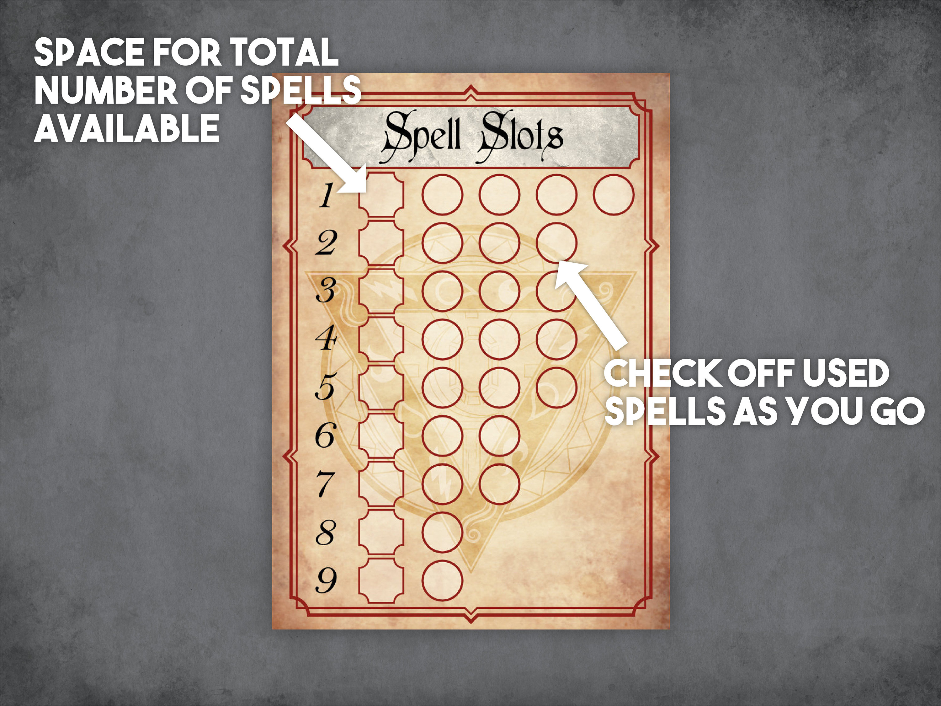 Dnd Sorcerer Spell Slot Tracker Cards, Instant Download and Print D&D ...