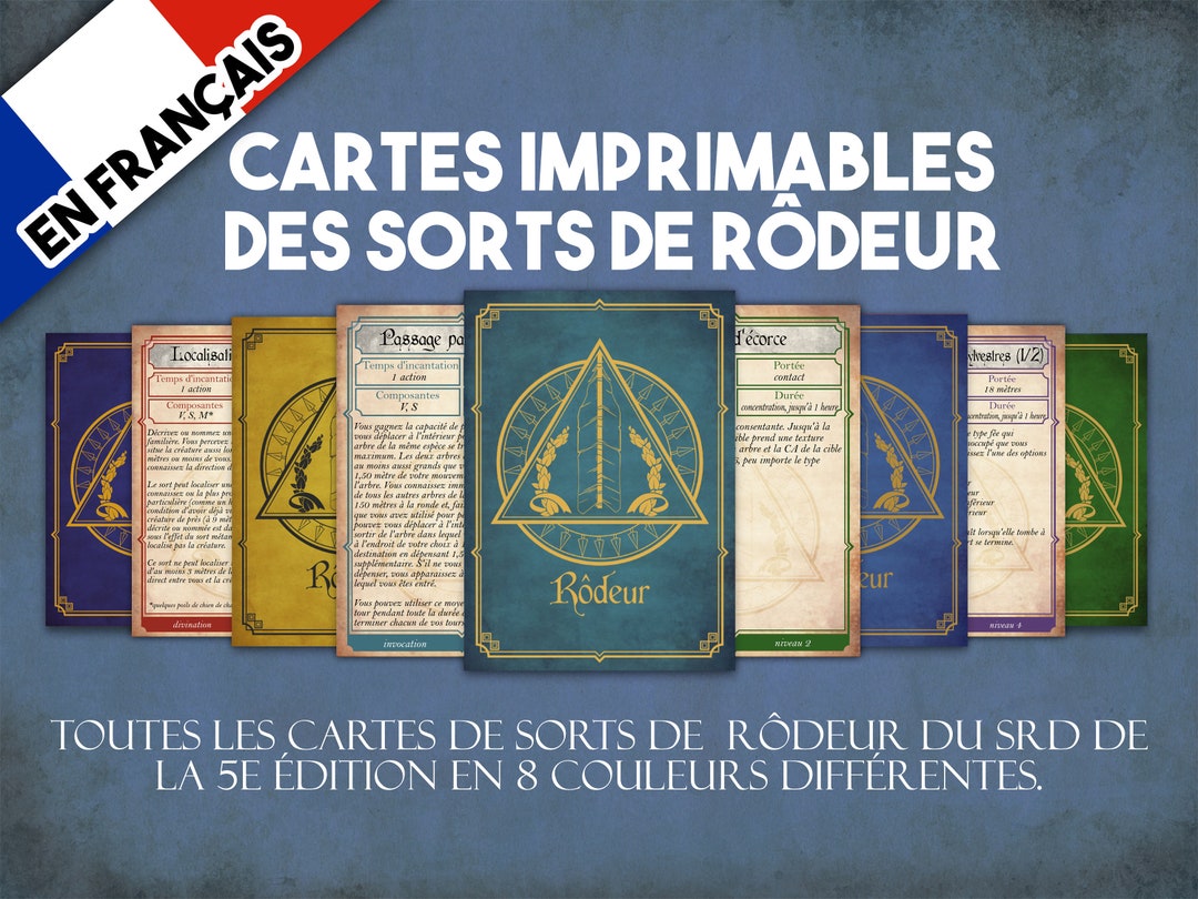 French Ranger Dnd Spell Cards, Dungeons and Dragons Printable Spell ...