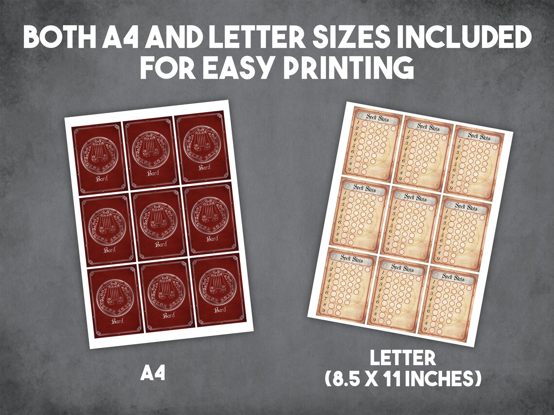Dnd Bard Spell Slot Tracker Cards | Instant Download and Print D&D ...