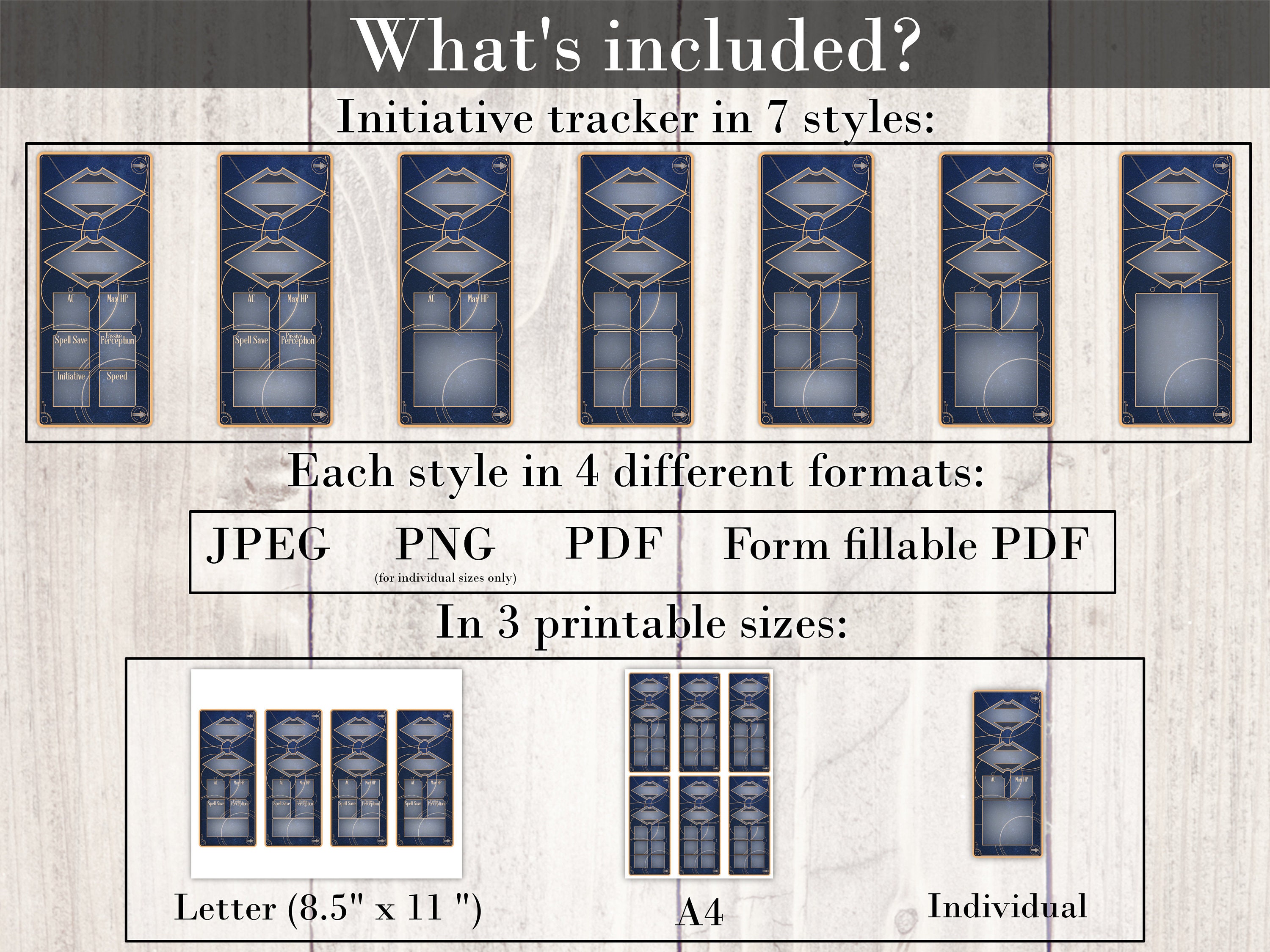 Dnd Printable Initiative Trackers, Celestial Style Combat Trackers ...