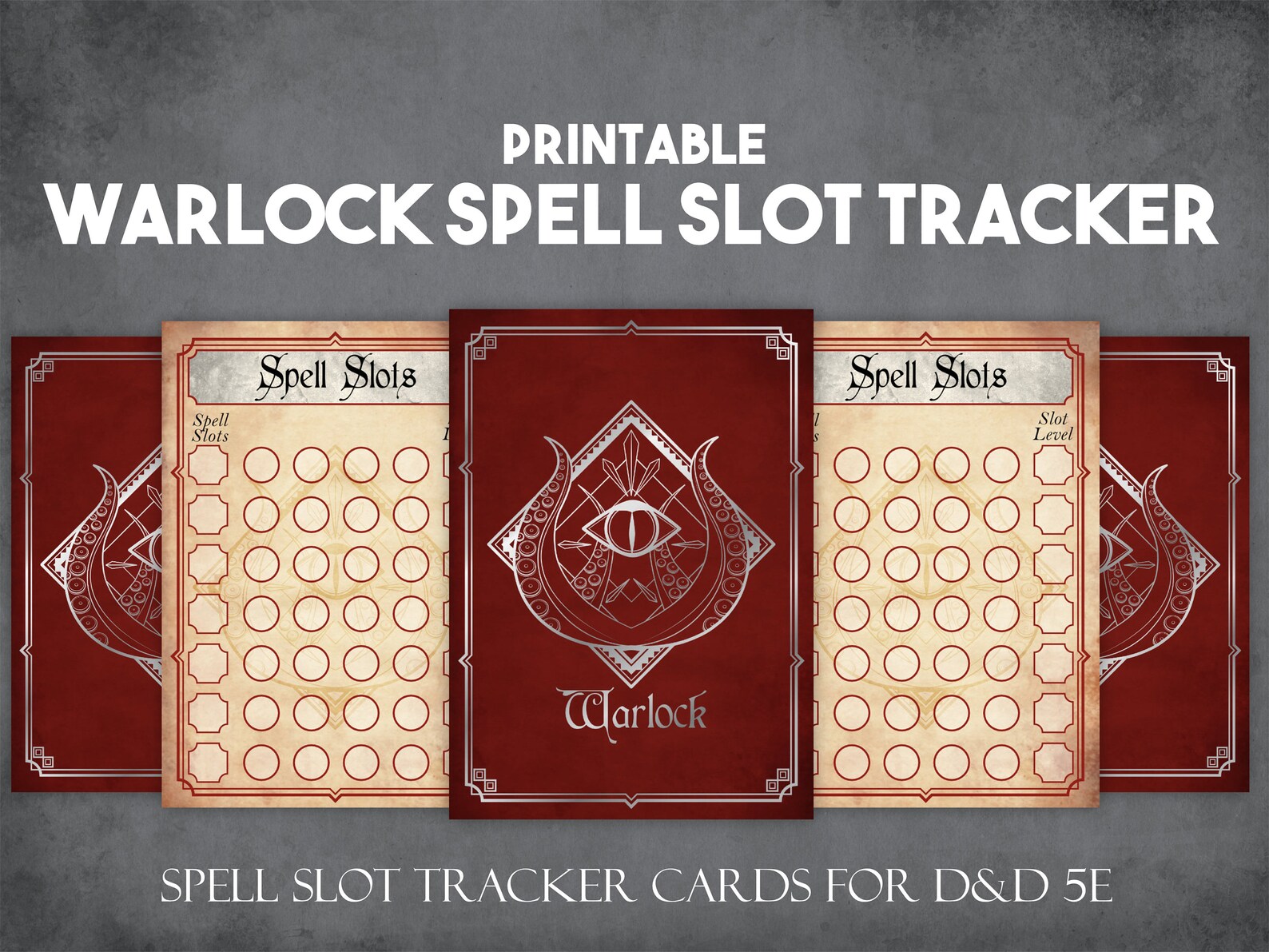 Dnd Warlock Spell Slot Tracker Cards, Instant Download and Print D&D ...