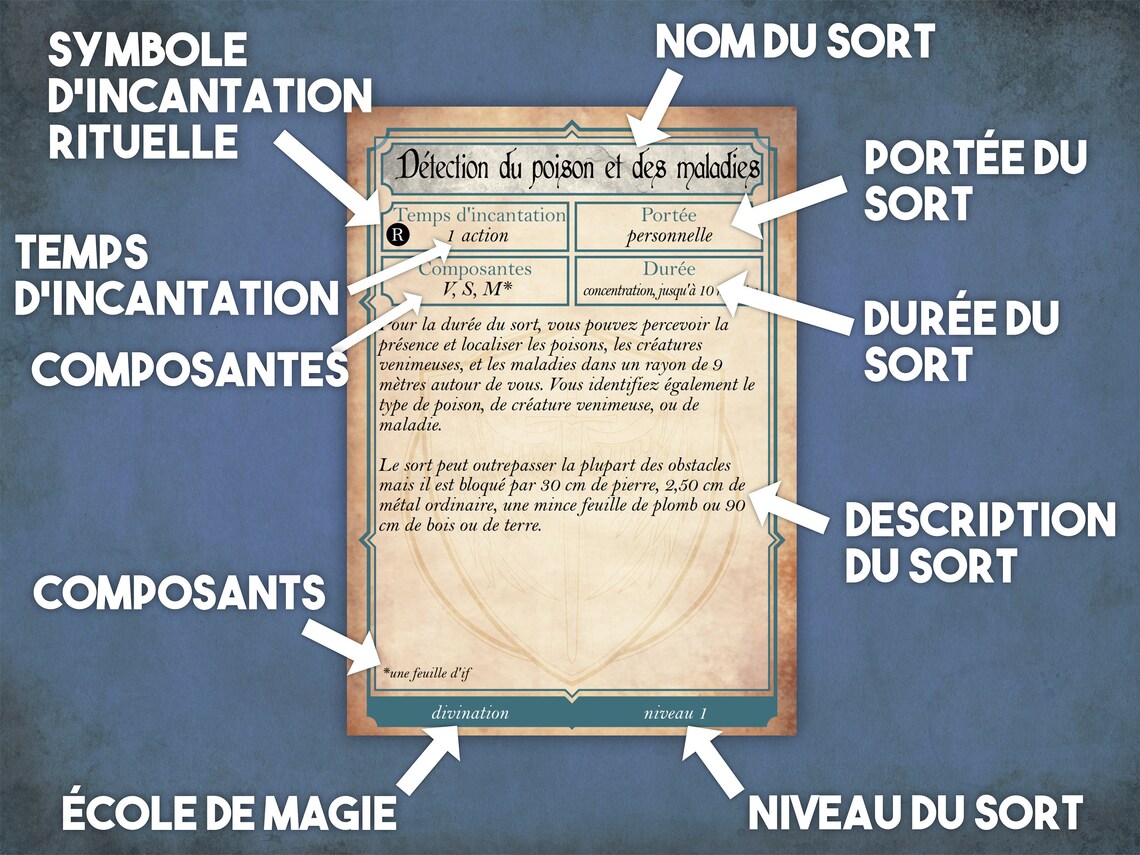 French Paladin Dnd Spell Cards, Dungeons and Dragons Printable Spell ...