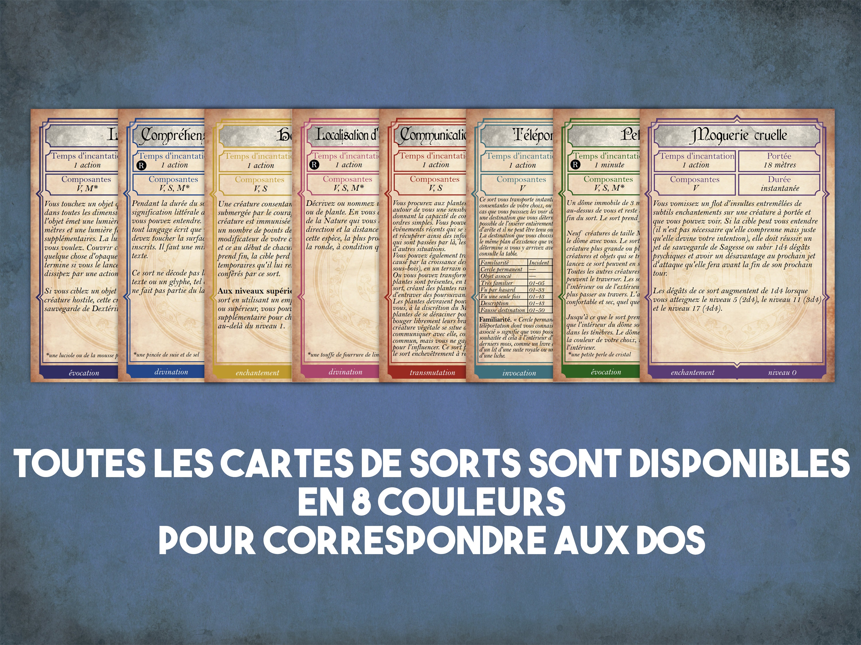 French Bard Dnd Spell Cards Dungeons and Dragons Printable - Etsy