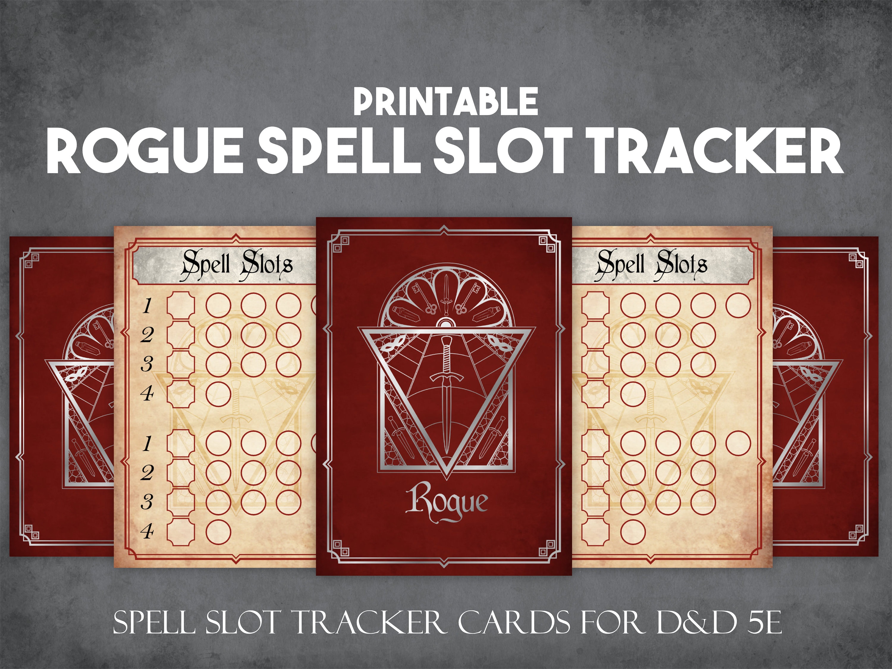 Dnd Rogue Spell Slot Tracker Cards, Instant Download and Print D&D ...