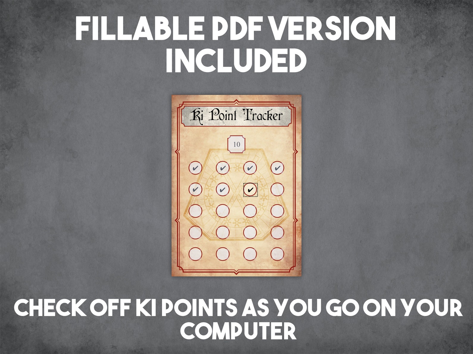 Dnd Monk Ki Point Tracker Cards, Instant Download and Print D&D Player ...