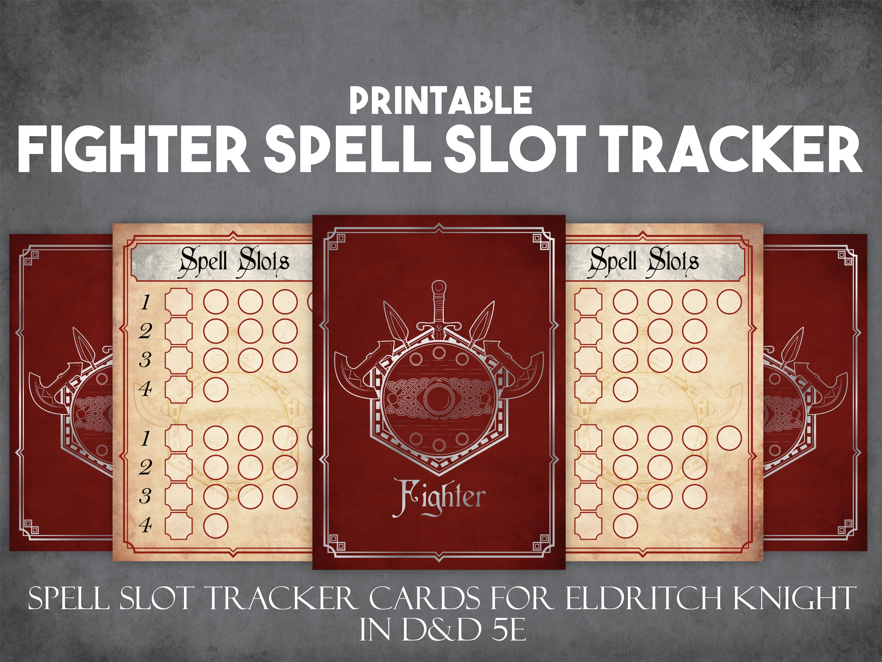 Dnd Fighter Spell Slot Tracker Cards | Eldritch Knight Instant Download ...