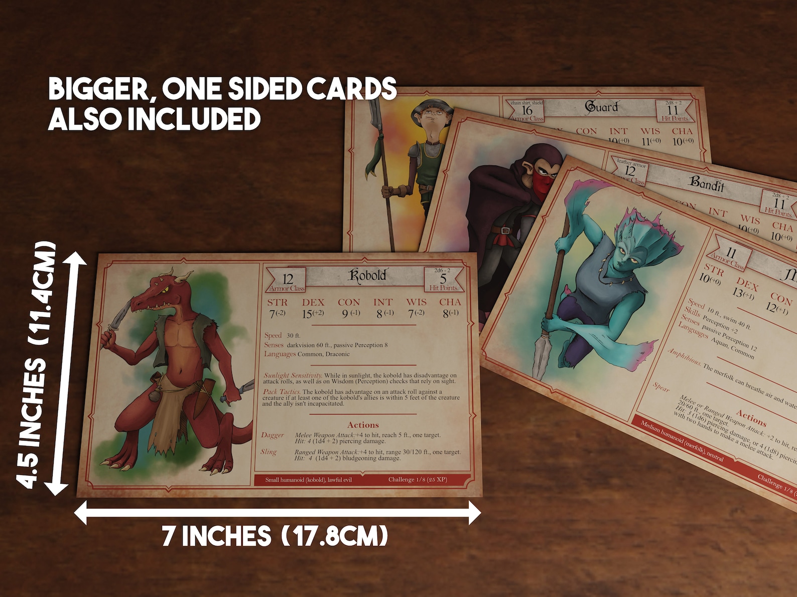 Dnd Monster Cards, Printable Dungeons and Dragons 1/8 Challenge Rating ...