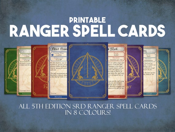 Ranger Dnd Spell Cards Dungeons and Dragons Printable Spell - Etsy