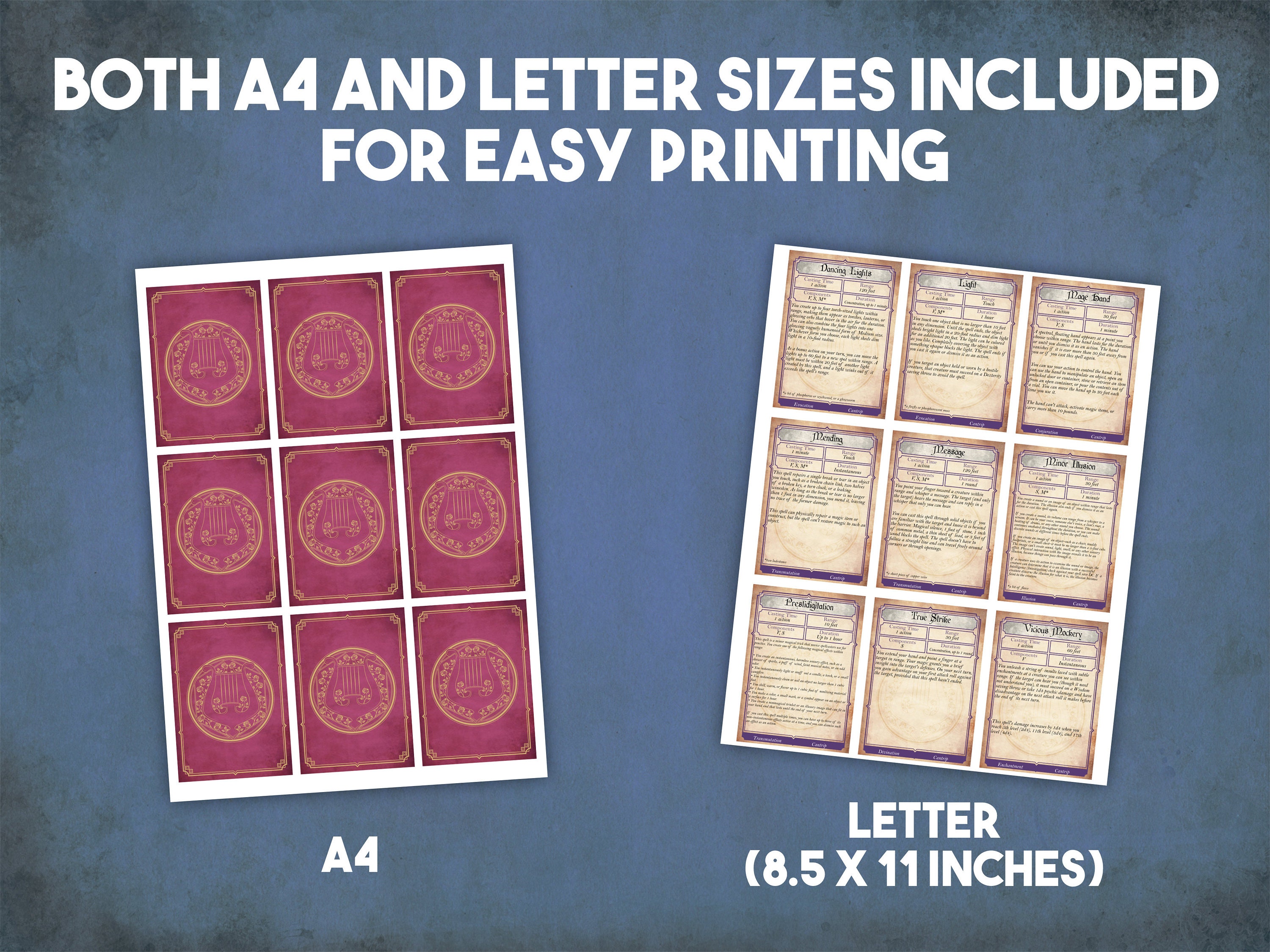 Bard Dnd Spell Cards, Dungeons and Dragons Printable Spell Cards ...