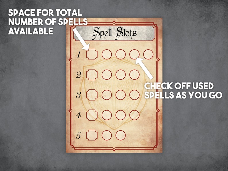 Dnd Paladin Spell Slot Tracker Cards, Instant Download and Print D&D ...