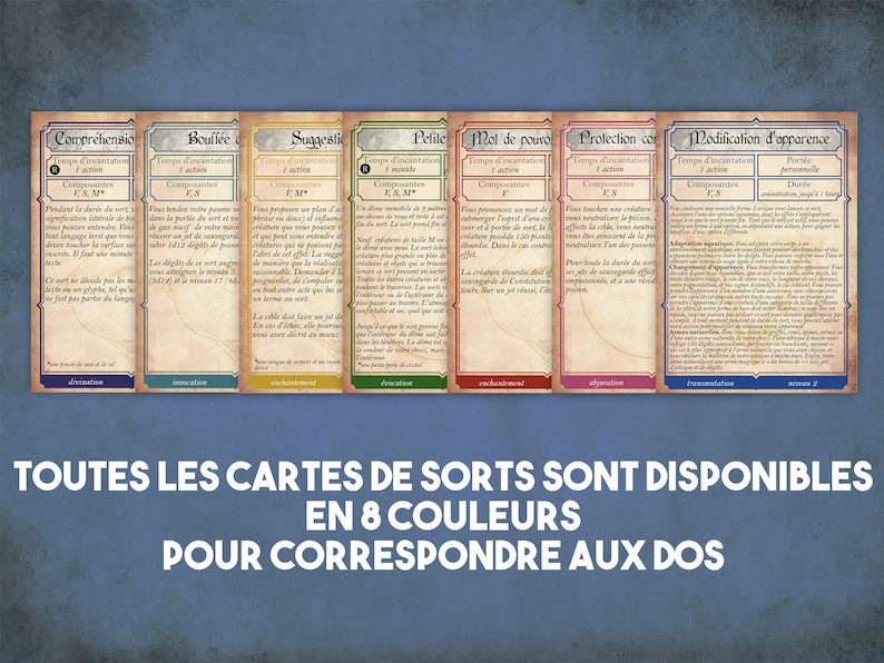 French Printable Dnd Spell Cards Bundle Instant Download Dungeons and ...
