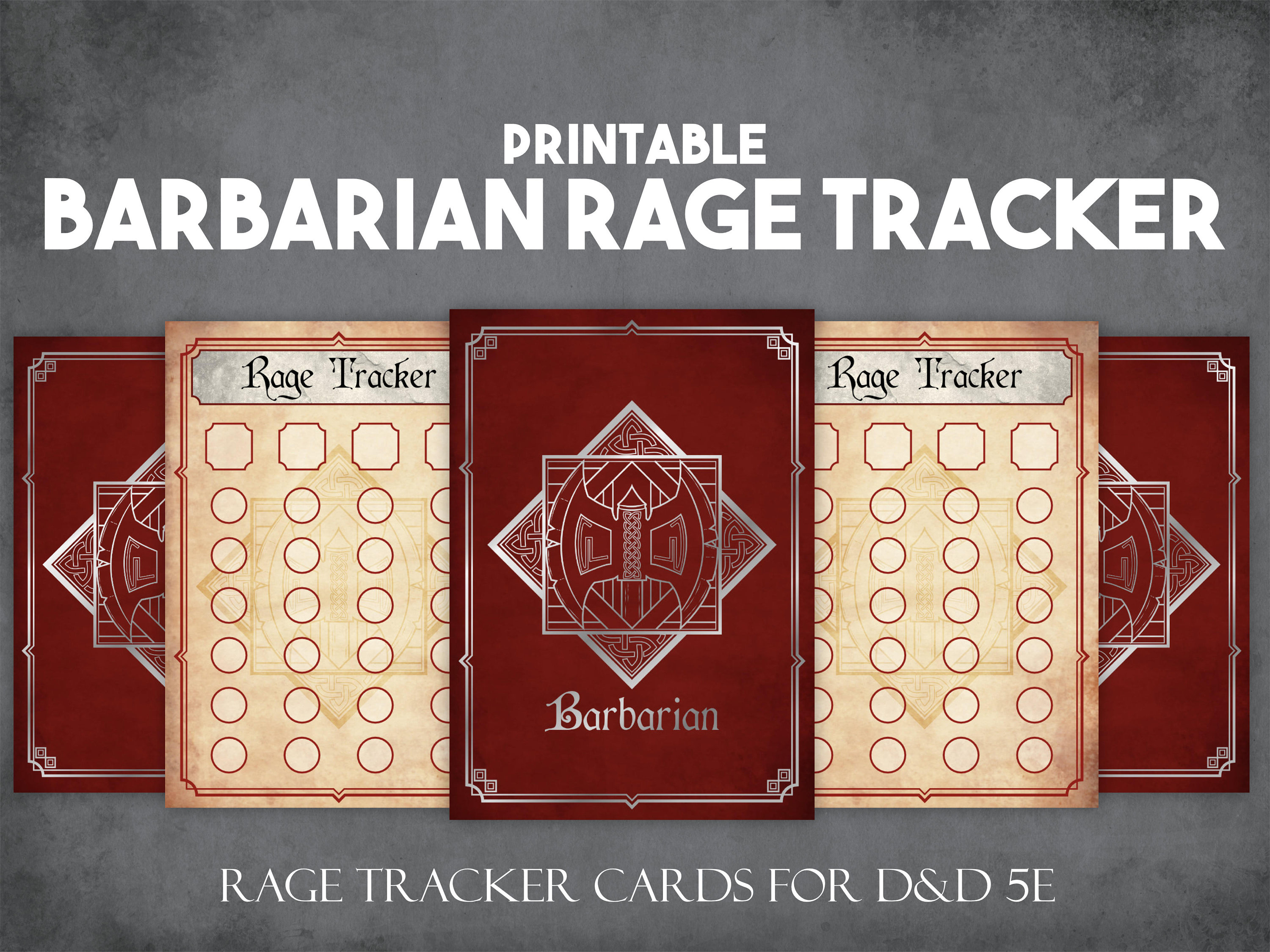 Dnd Barbarian Rage Tracker Cards | Instant Download and Print D&D ...