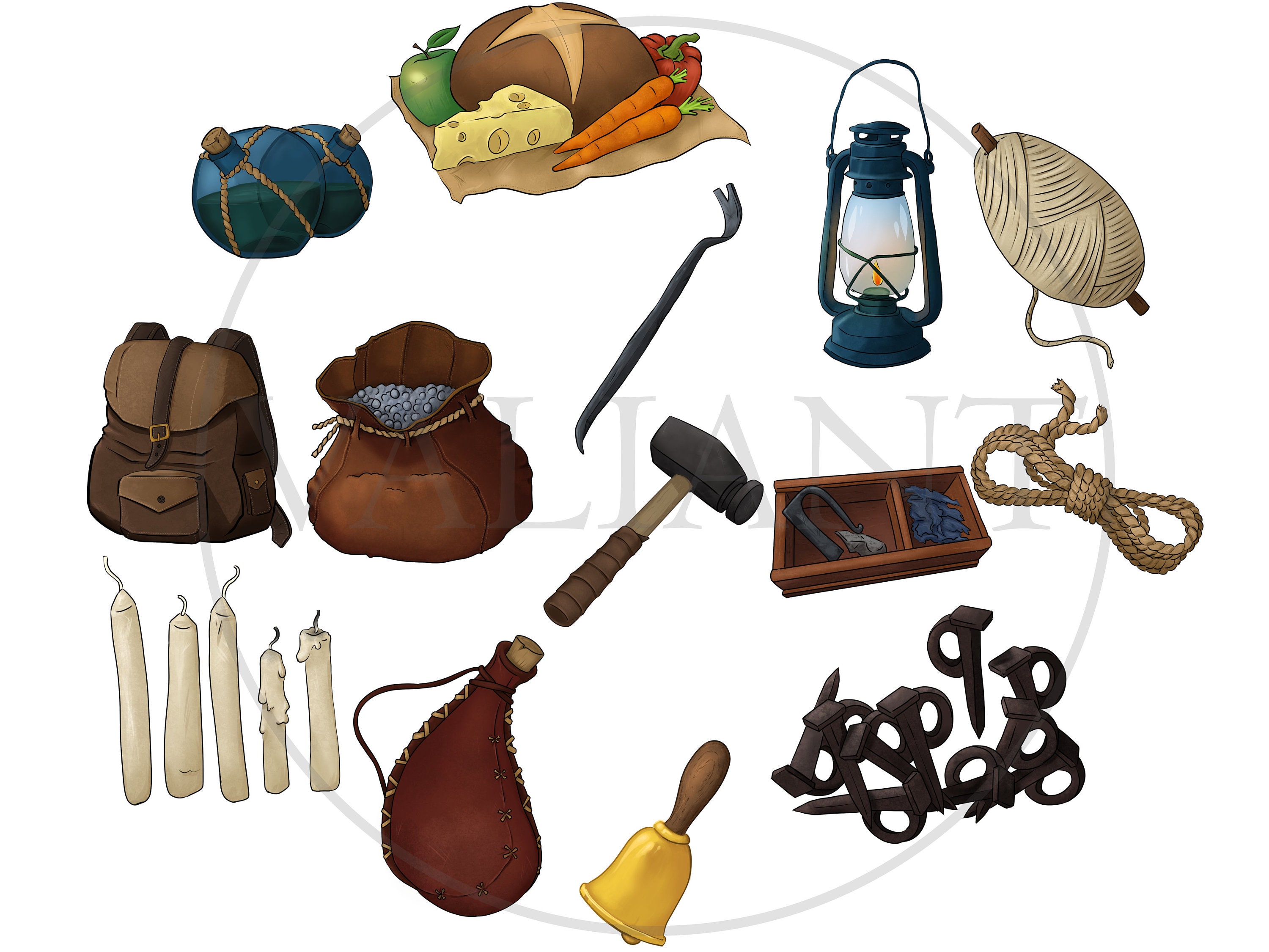 Dnd Burglar's Pack Clipart Set, D&D Instant Download Art, Dungeons and ...