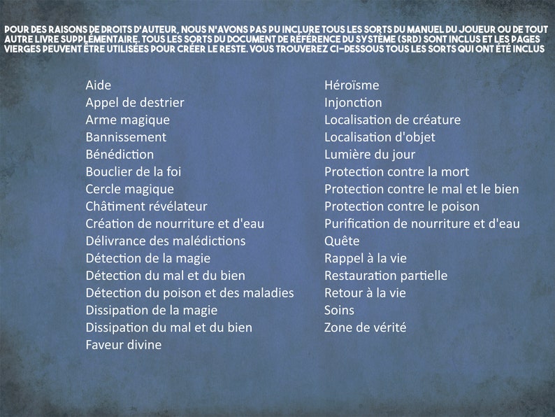 French Paladin Dnd Spell Cards, Dungeons and Dragons Printable Spell ...